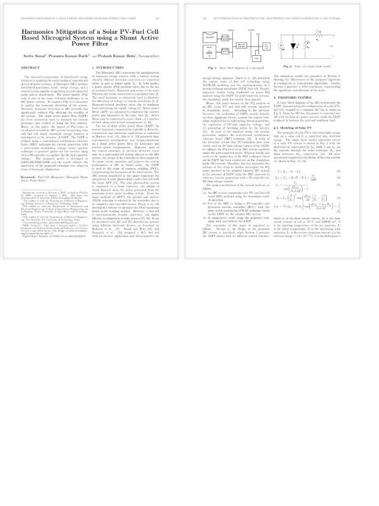3.View of Harmonics Mitigation of a Solar PV-Fuel Cell Based Microgrid ...