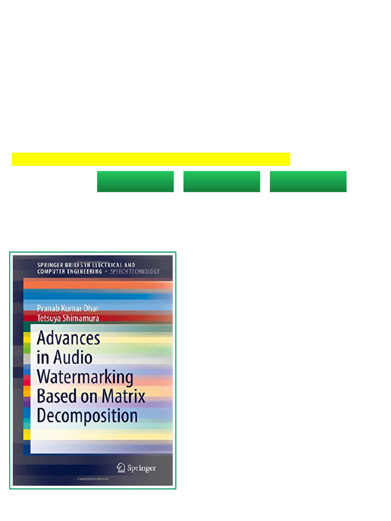 (Ebook) Advances in Audio Watermarking Based on Matrix Decomposition ...