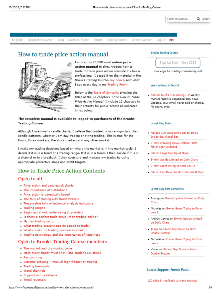 Price Action Trading Manual Guide | PDF | Option (Finance) | Financial ...