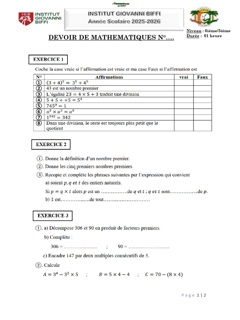Maths 6ème | PDF