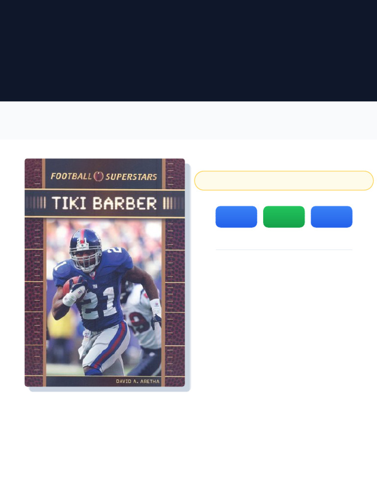 Tiki Barber Football Superstars 1st Edition David Aretha newest edition ...