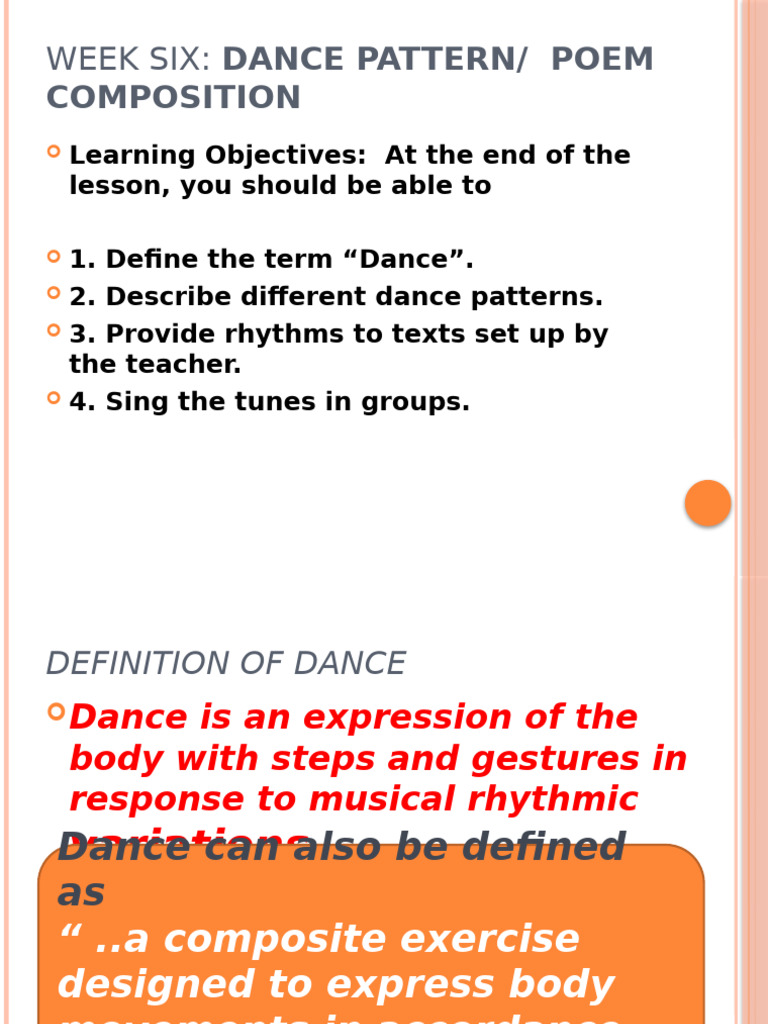 7th Grade Week 6 (Dance Pattern and Poem Composition) | PDF