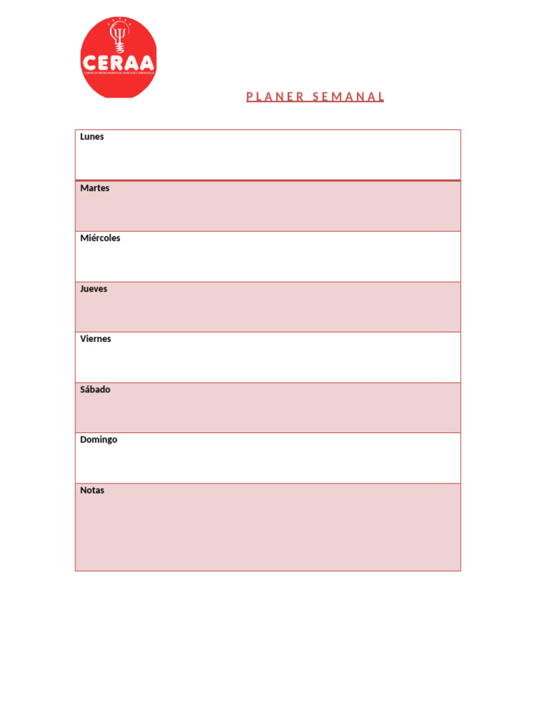Planer Semanal Ceraa | PDF