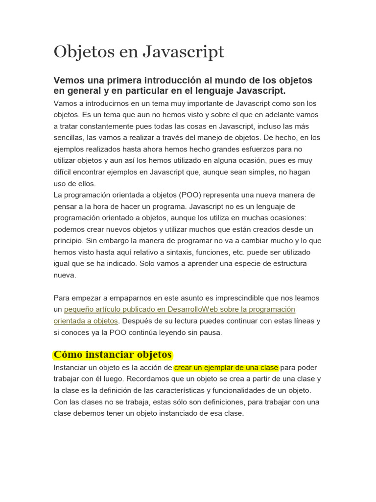 05 Objetos | PDF | Objeto (informática) | Script Java