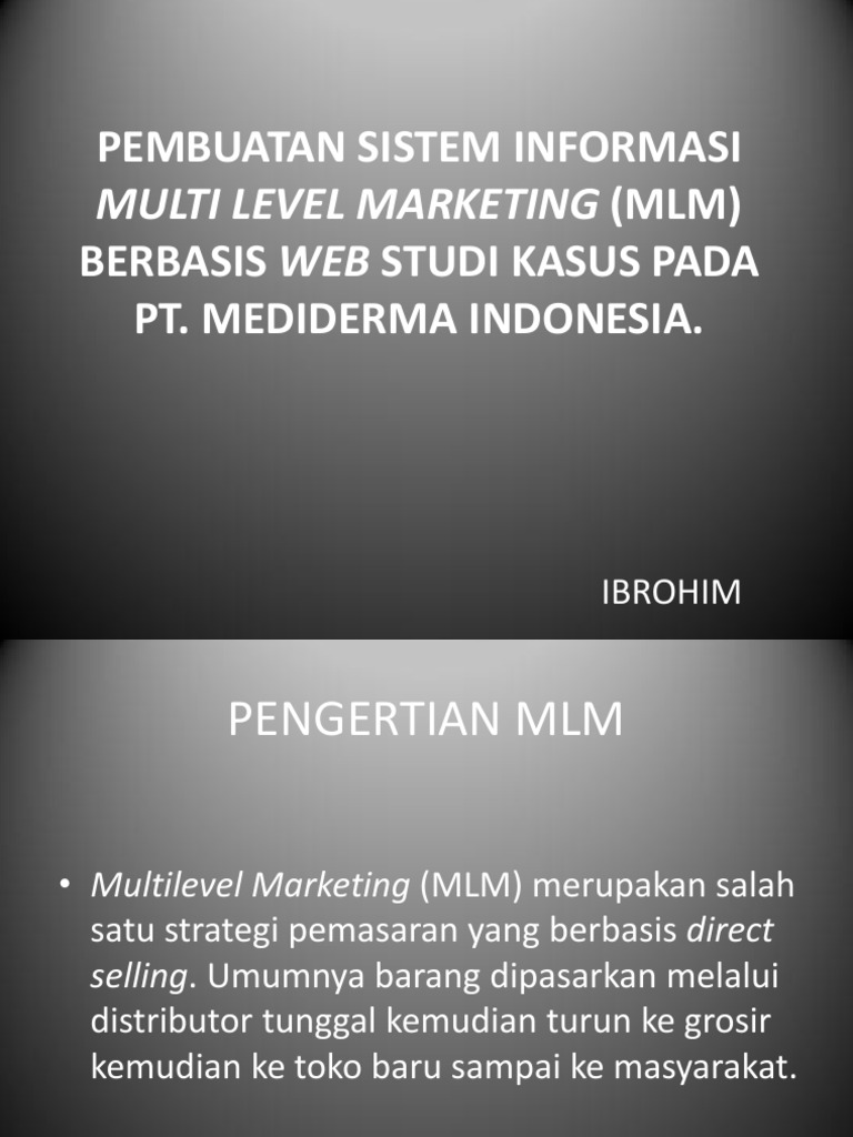 Pembuatan Sistem Informasi Multi Level Marketing (MLM | PDF | Karier ...
