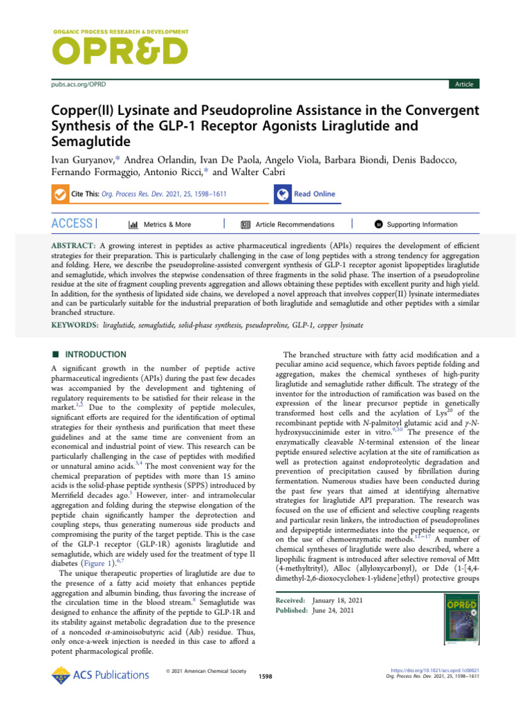 Copper (II) Lysinate and Pseudoproline Assistance in The Convergent ...