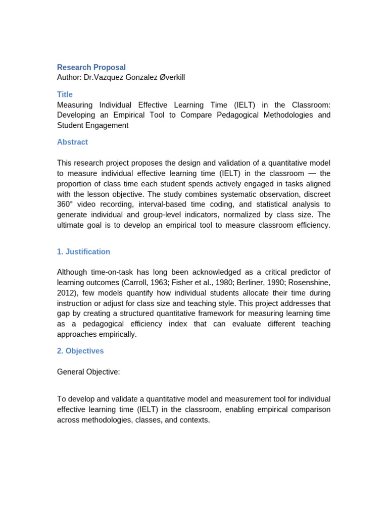 Measuring Individual Effective Learning Time (IELT) in The Classroom ...