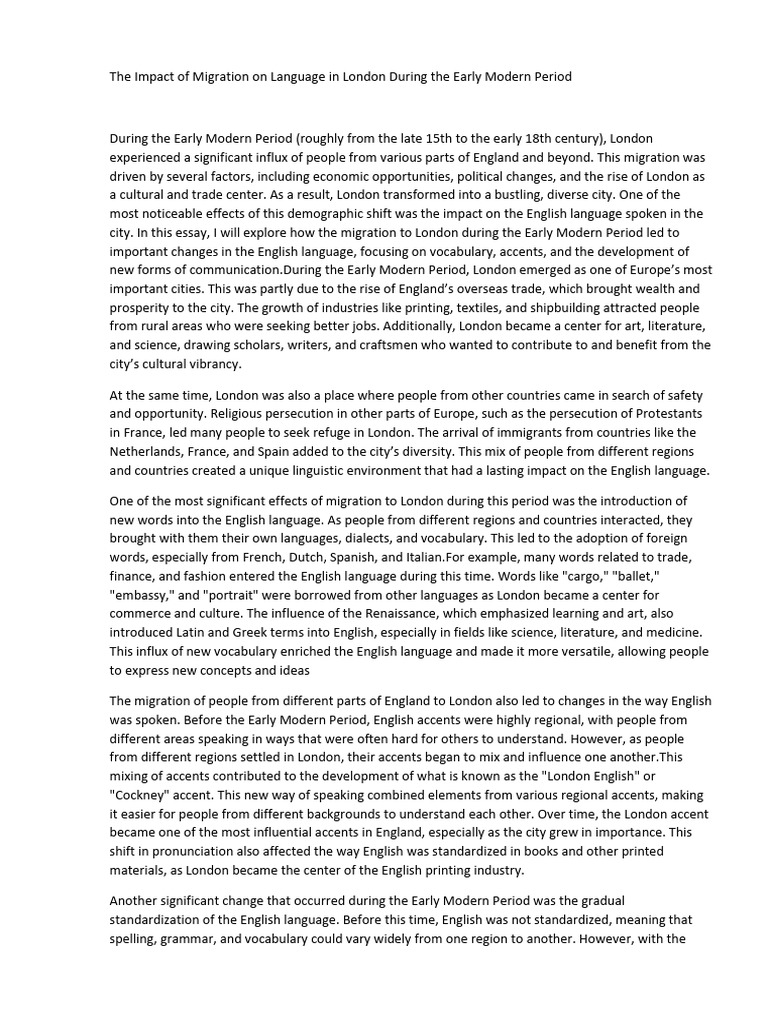 Migration's Influence on London's Language | PDF | English Language ...