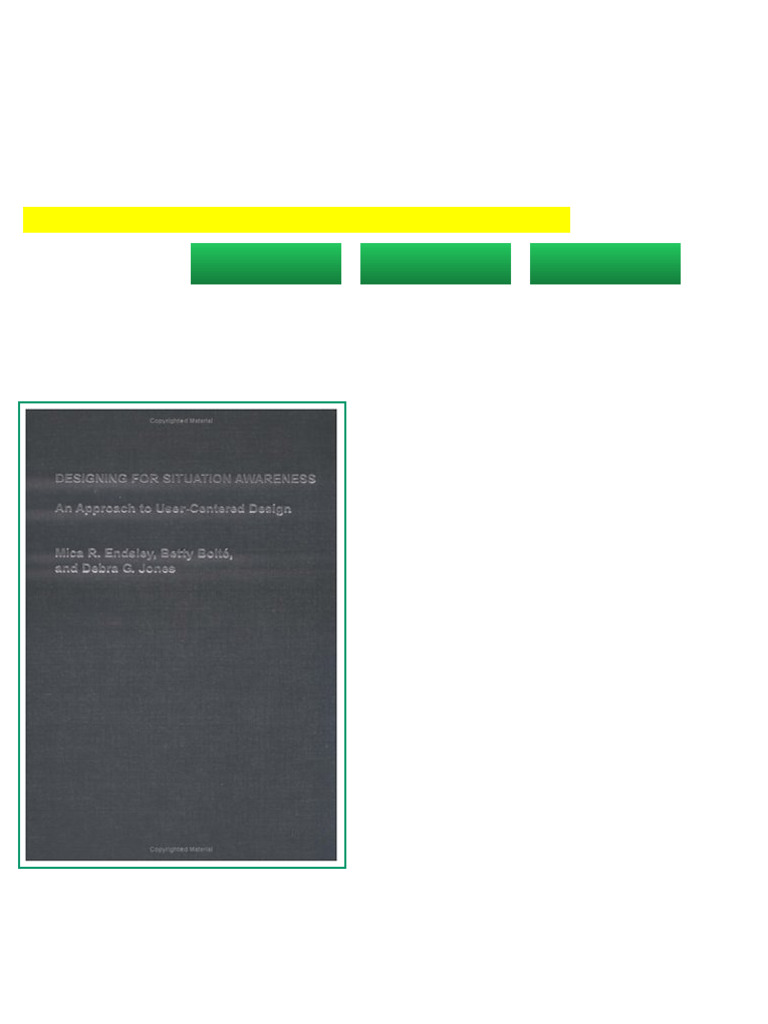 Designing For Situation Awareness An Approach To User Centered Design ...