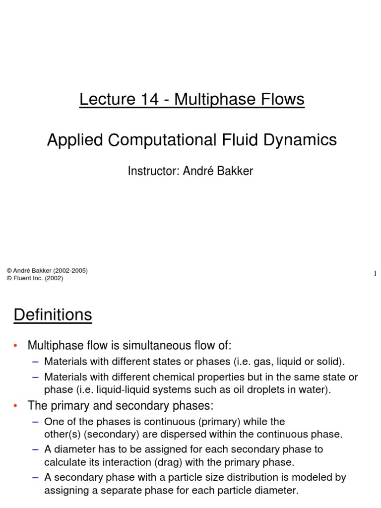 Lecture 14 Multiphase Flows Applied Computational Fluid Dynamics Pdf Fluid Dynamics