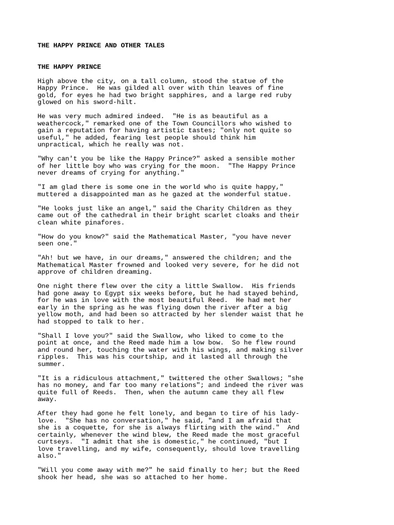 Oscar Wilde The Happy Prince and Other Stories | PDF | The Happy Prince ...