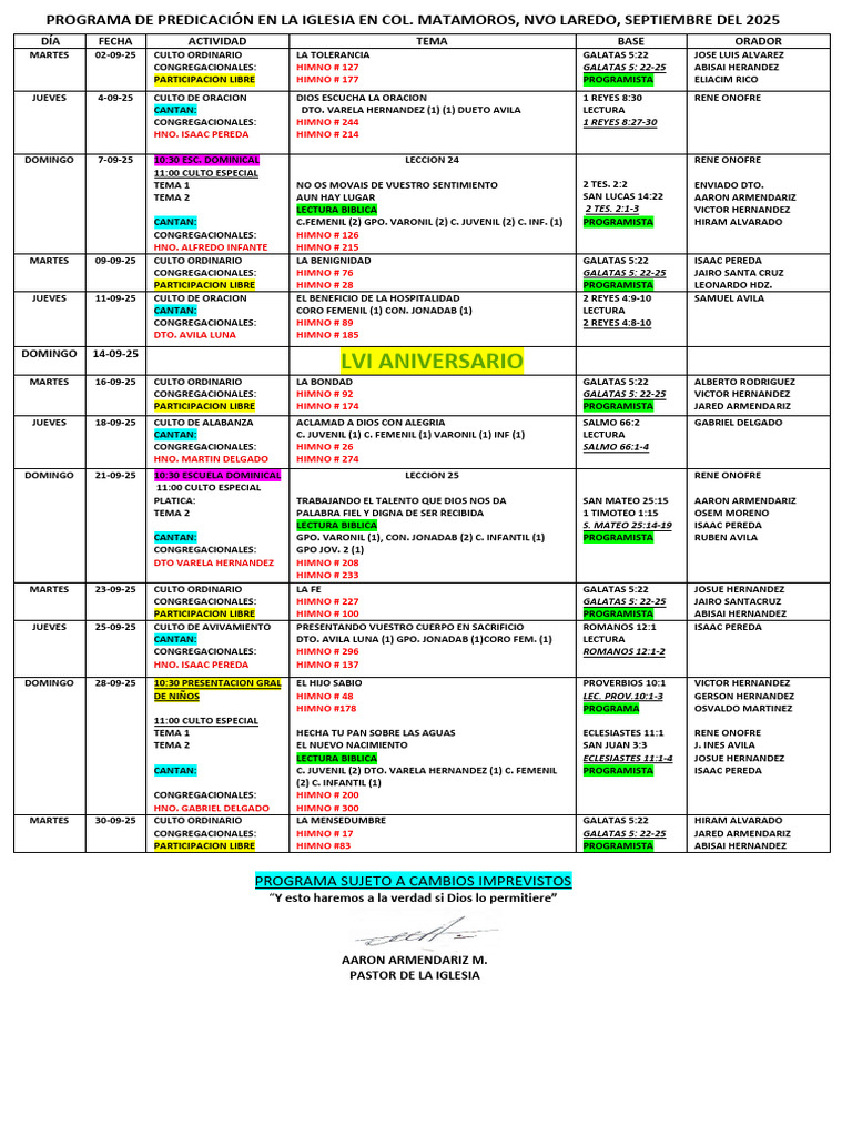 Programa Mes de Sep. Sec. 1 | PDF
