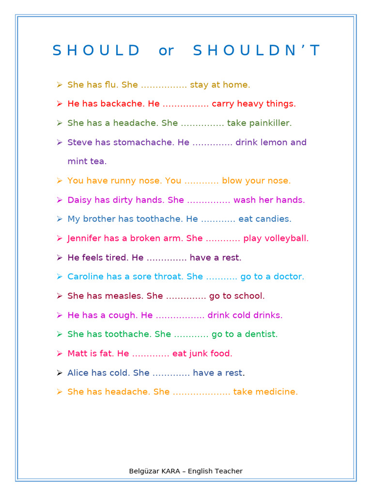 1 Should Shouldnt Grammar | PDF