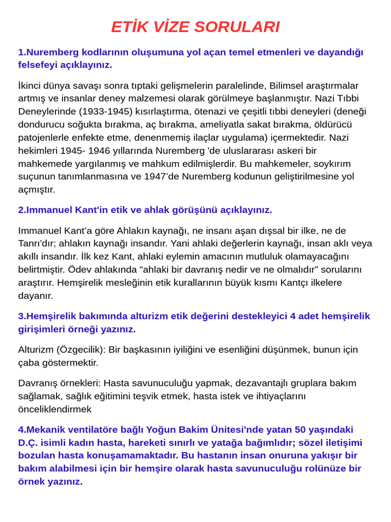 Etik Vize Soruları | PDF