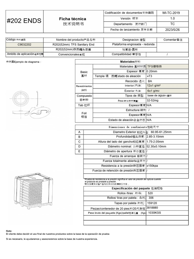 Español Technical Specifications #202 Sanitary | PDF