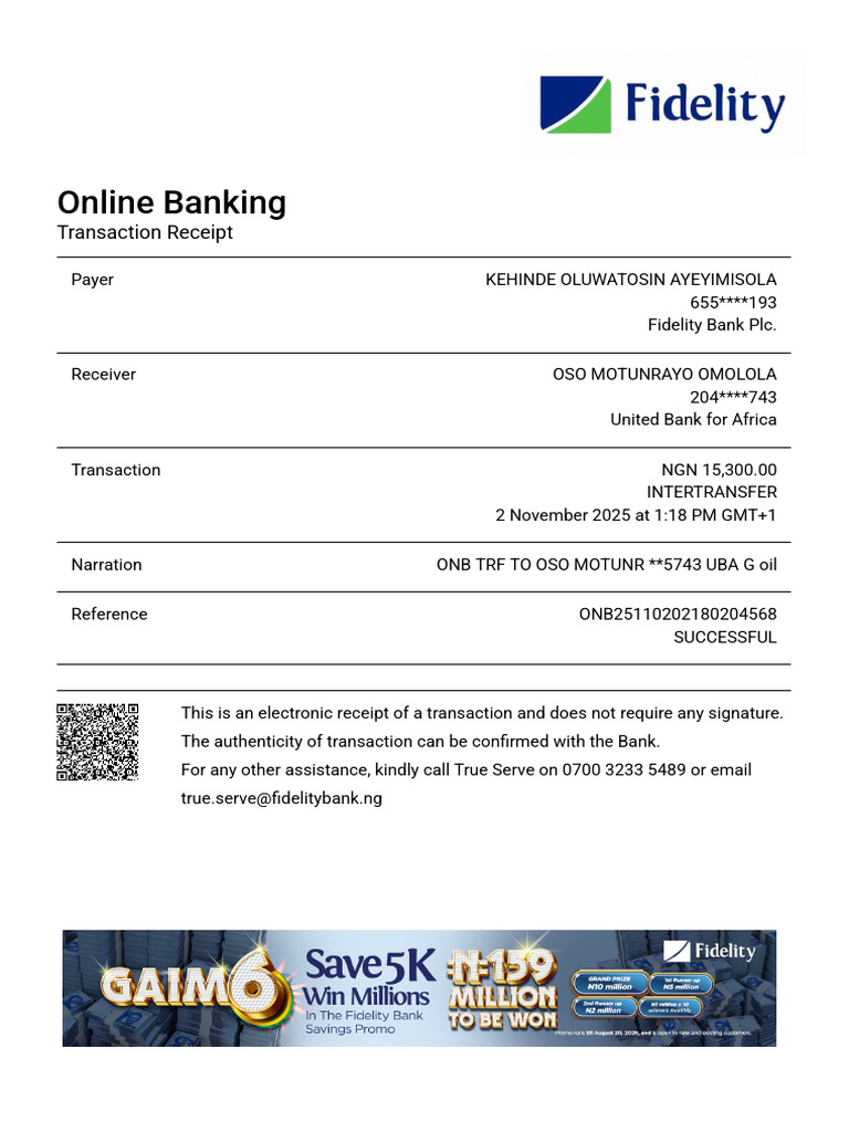 Online Banking Transaction Receipt | PDF