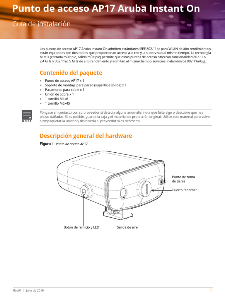 Guía de instalación AP17 Aruba Instant On | PDF | Ieee 802.11 | Punto ...