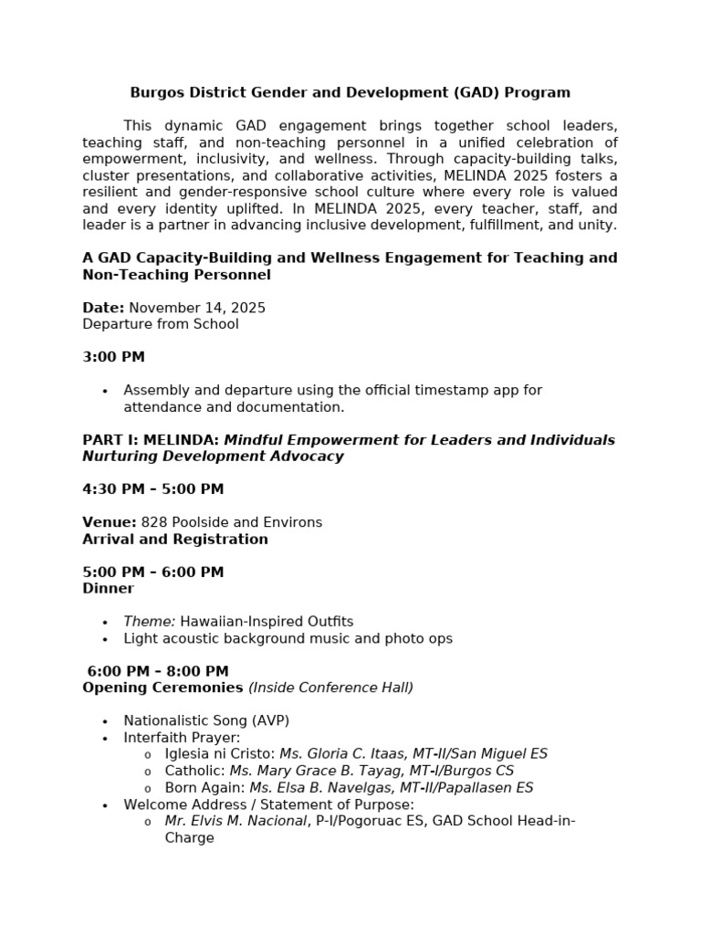 Burgos GAD Program: Empowerment & Wellness | PDF