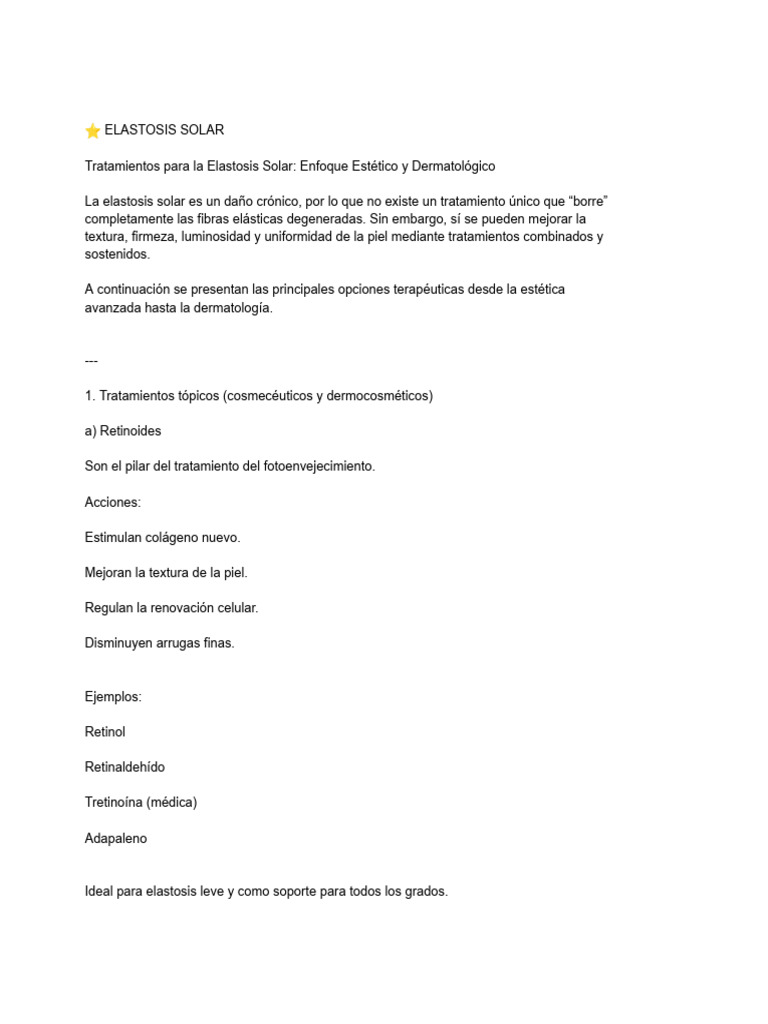 Tratamientos para Elastosis Solar Efectivos | PDF