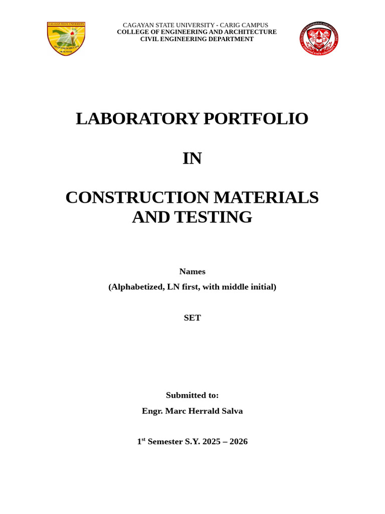 Construction Materials Lab Portfolio | PDF | Concrete | Density
