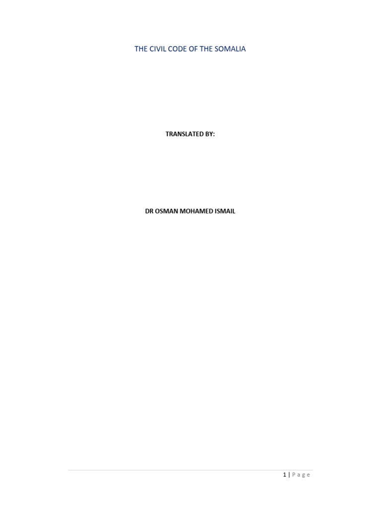 Somali Civil Code Overview | PDF | Offer And Acceptance | Will And ...