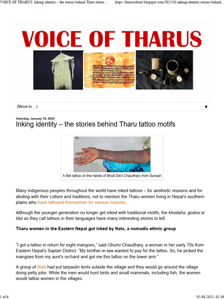 VOICE OF THARUS - Inking Identity - The Stories Behind Tharu Tattoo ...