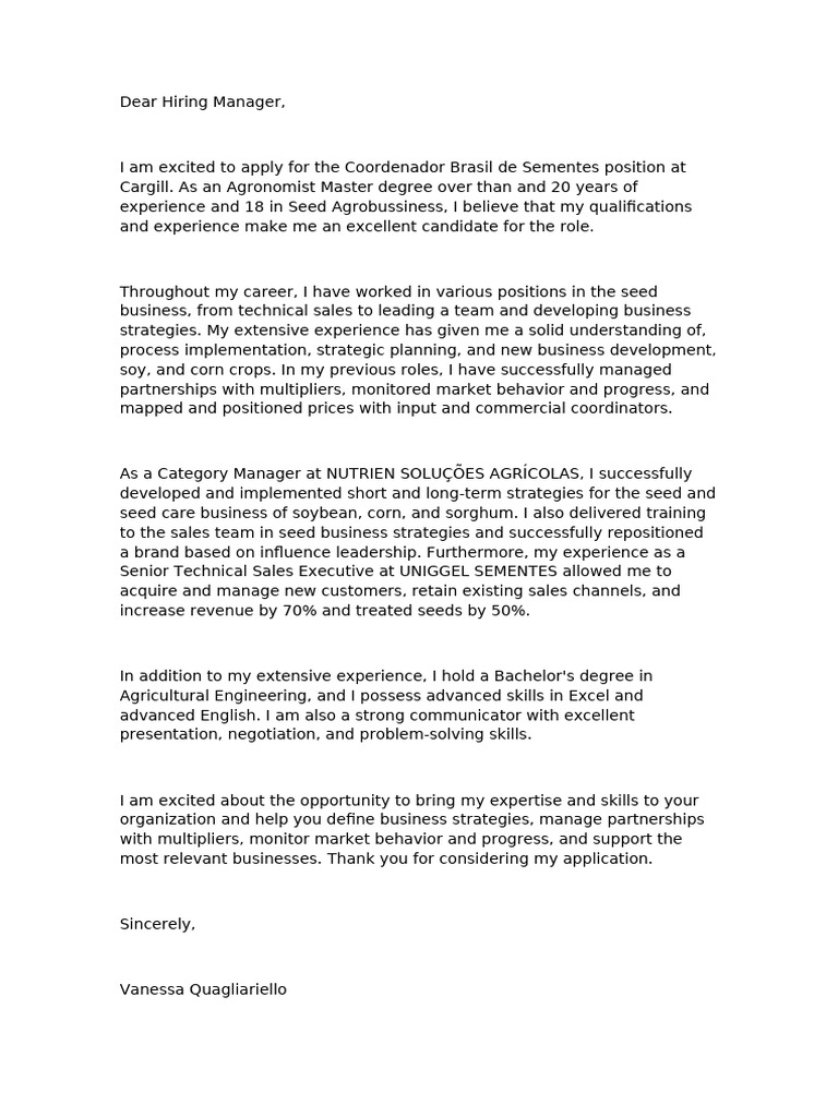 Cover Letter Seed | PDF