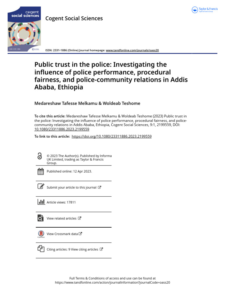 Trust in Police: Insights from Addis Ababa | PDF | Crimes | Crime ...