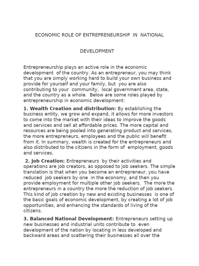 Entrepreneurship's Impact on Economic Growth | PDF | Entrepreneurship ...