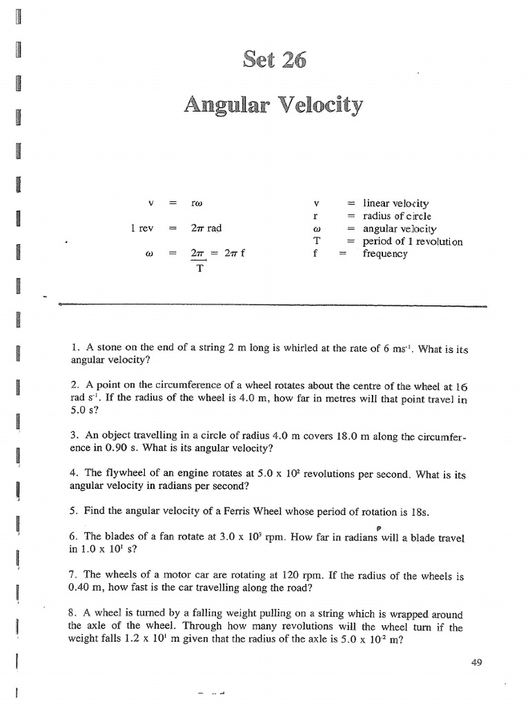 Angular Velocity Qs w Worked Solutions | PDF