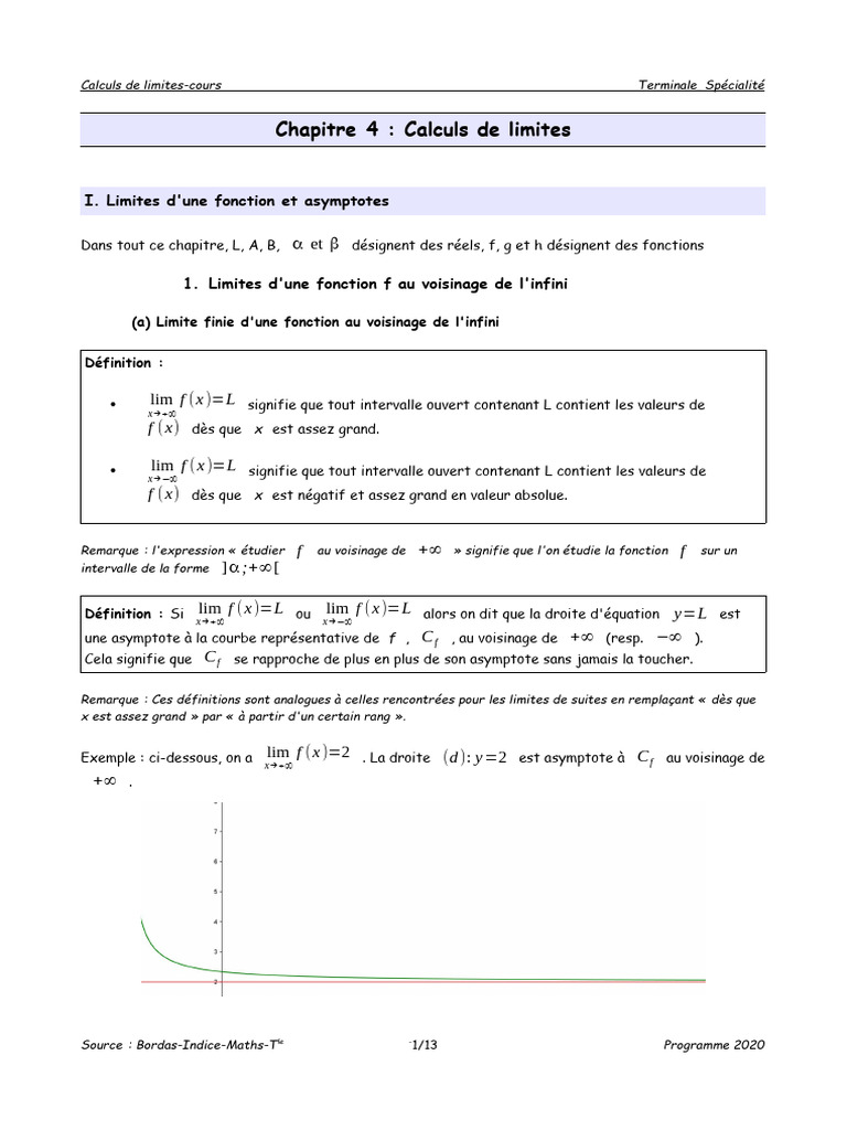 Calcul des limites en mathématiques | PDF | Limite (mathématiques ...