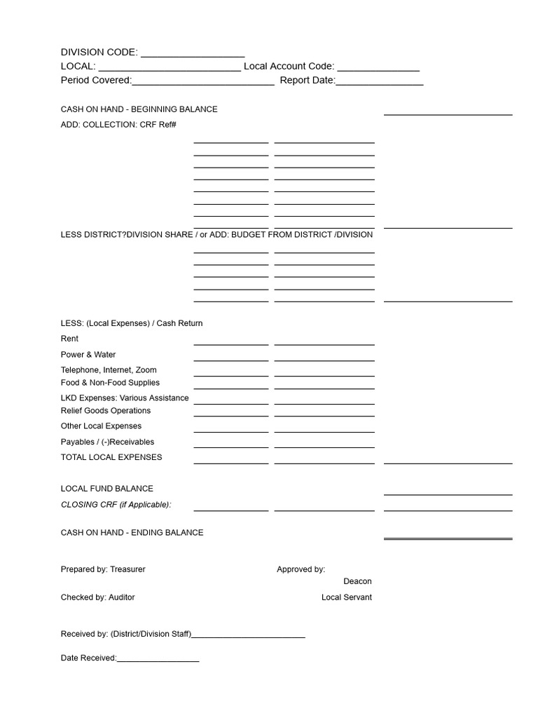 Local Fund Cash Summary Form | PDF