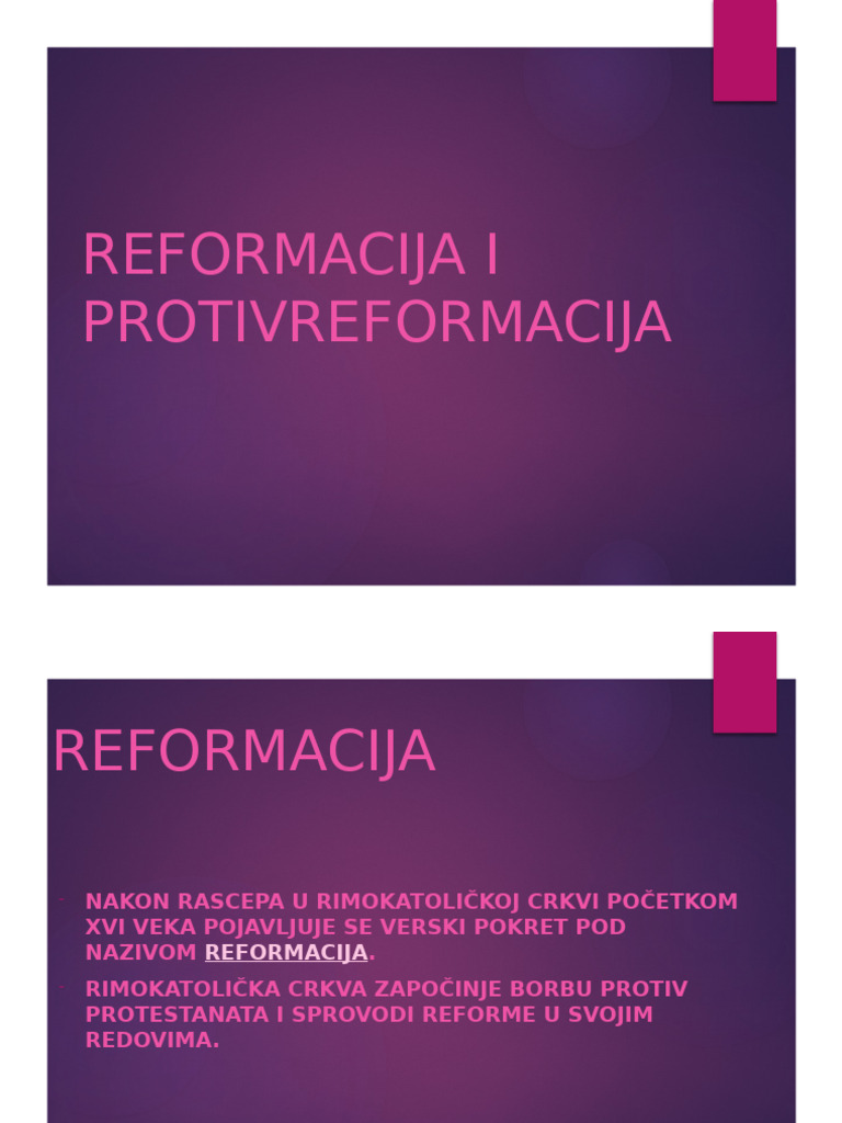 Reformacija i protivreformacija istorija | PDF