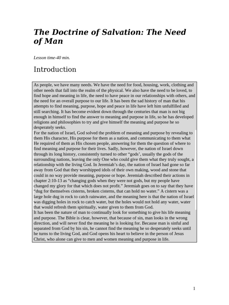 26 The Doctrine of Salvation-The Need of Man | PDF | Salvation | God