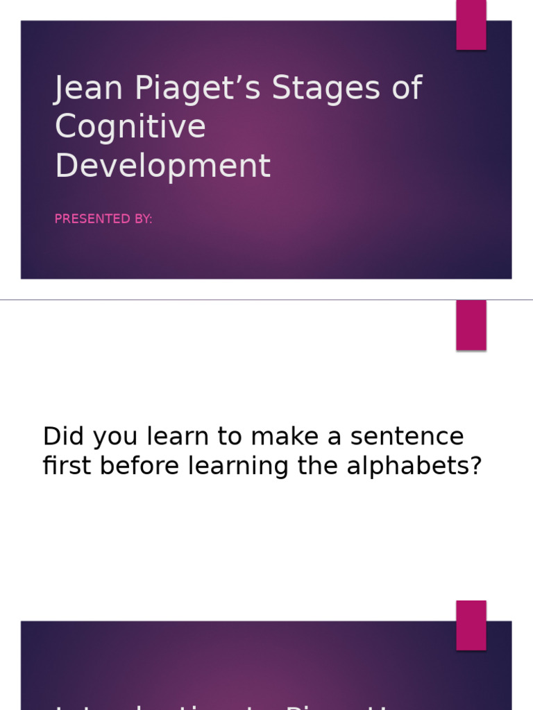 Jean Piagets Stages of Cognitive Development | PDF | Schema (Psychology ...