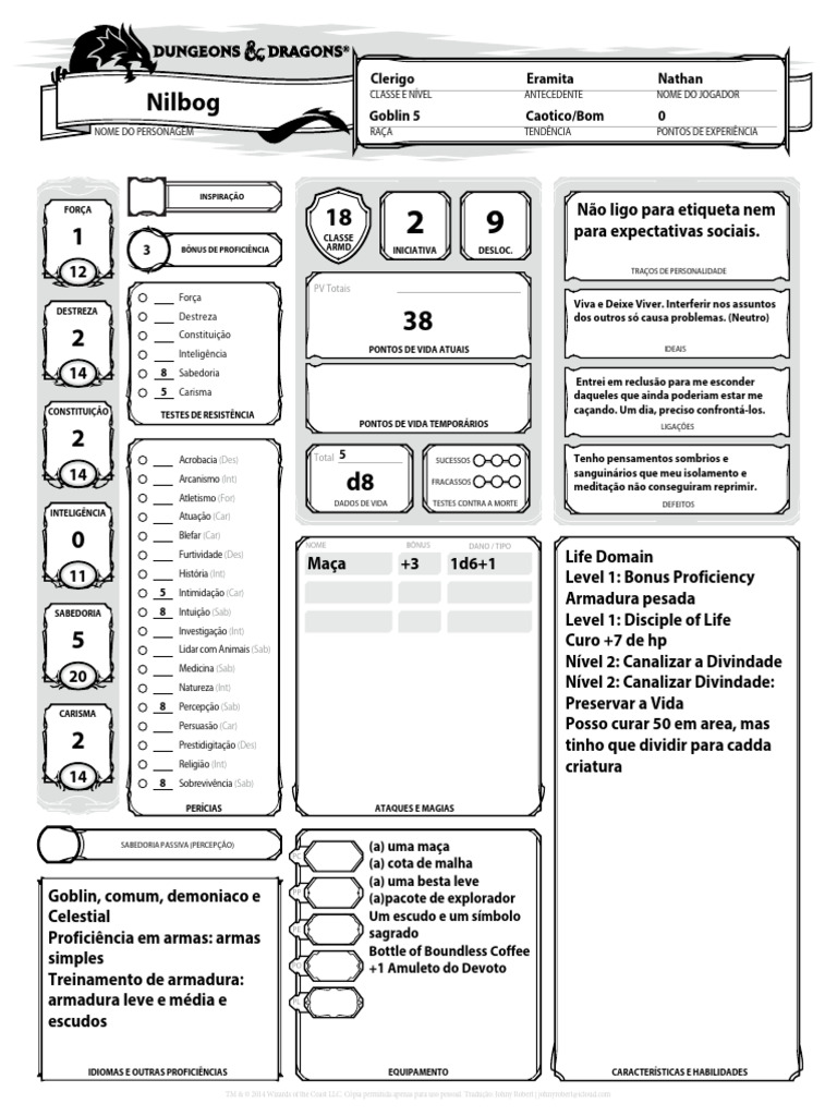 Ficha Do Goblin | PDF