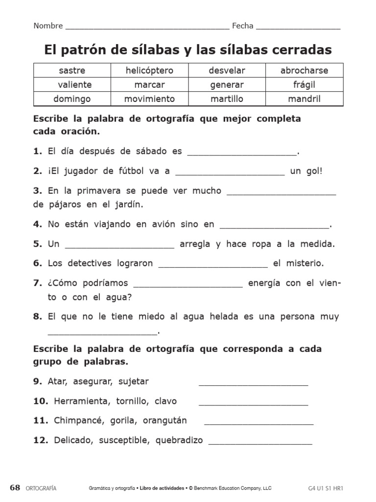 Patrones de sílabas y ortografía básica | PDF