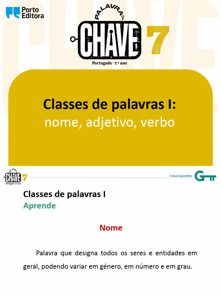 Classes de Palavras: Nomes, Adjetivos e Verbos | PDF | Adjetivo | Gramática