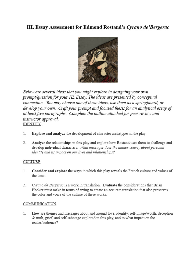 Cyrano HL Essay Outline-Ishitha Shantmoorthy | PDF | Irony | Essays