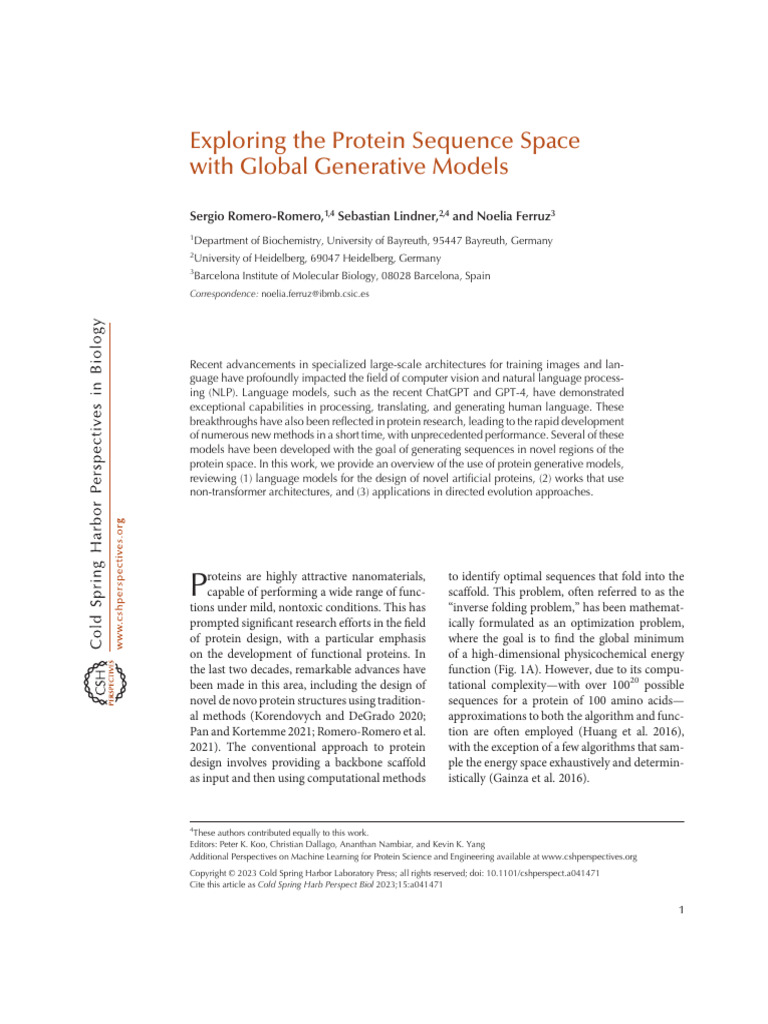 Exploring The Protein Sequence Space With Global Generative Models ...