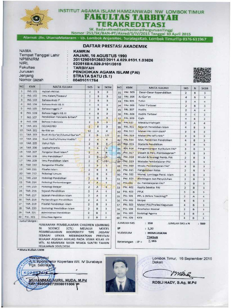 TRANSKRIP NILAI | PDF
