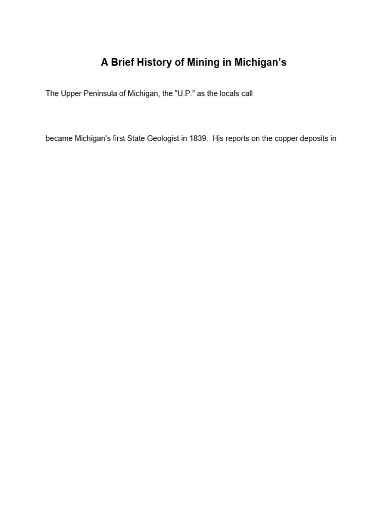 History of Mining in Michigan UP | PDF | Mining | Heavy Industry