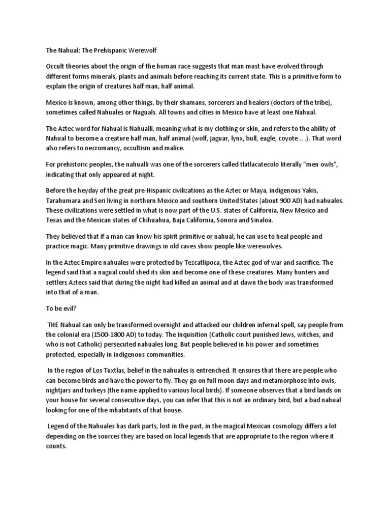 El Nahual Pdf Magic Paranormal Werewolves