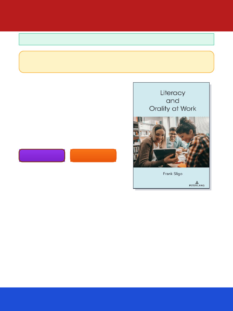 Literacy and Orality at Work Frank Sligo Ebook Downloadable View | PDF ...