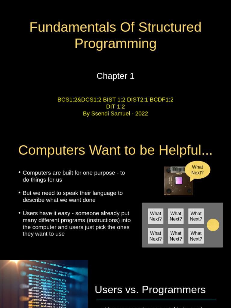 Chapter 1 - The Foundations of Computer Programming NU 2025 | PDF ...