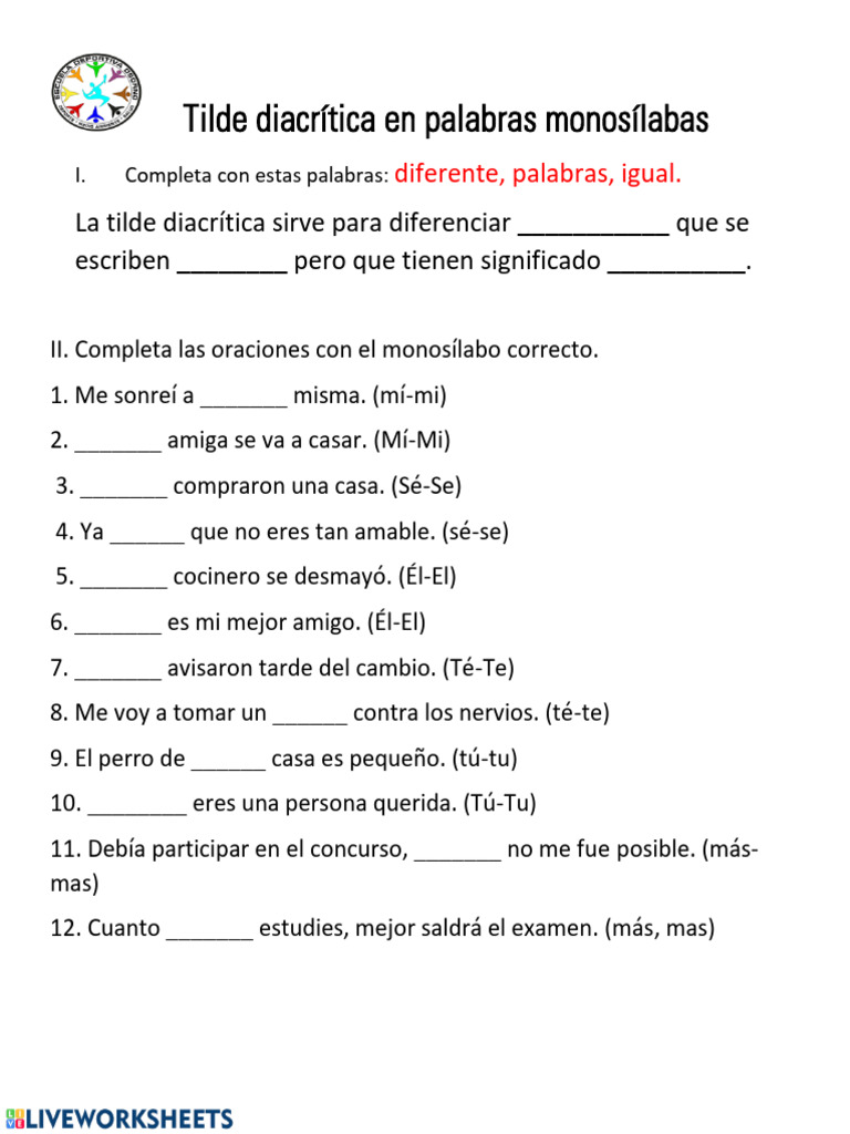 Tilde Diacrítica en Monosílabos | PDF