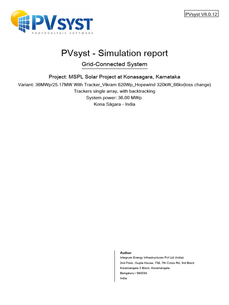 XIX MSPL Project 36MWp 25.17MW Vikram 620Wp Hopewind 320kW 66kv (Loss ...