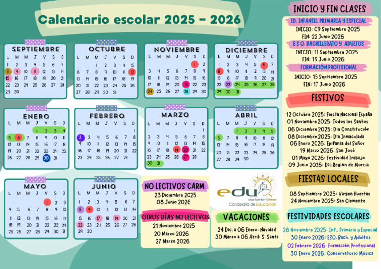Calendario Escolar 25 - 26 | PDF