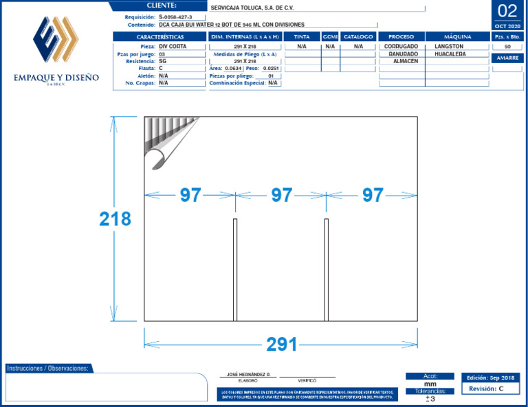 427-3 - Dca Caja Bui Water 12 Bot de 946 ML Con Divisiones - 291 X 218 ...