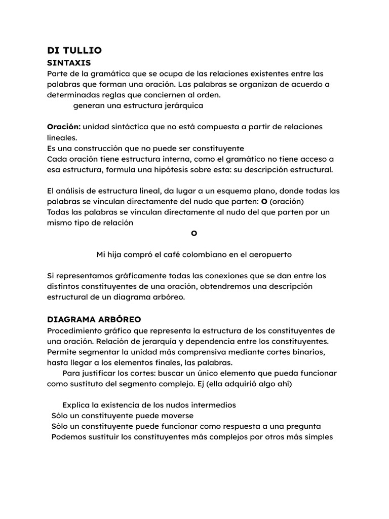 Resumen Final Lengua | PDF | Sintaxis | Oración (Lingüística)